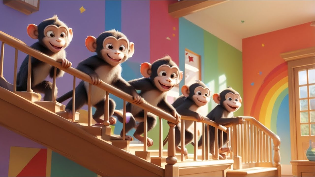 "5 Silly Monkeys 🐵 Jumping Fun! | Original Nursery Rhyme for Toddlers ...