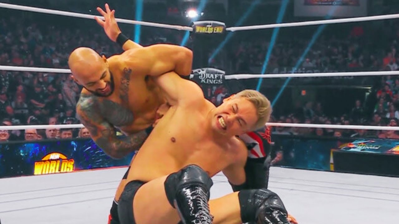 Kazuchika Okada VS Ricochet for the AEW Worlds End Match | Swerve ...