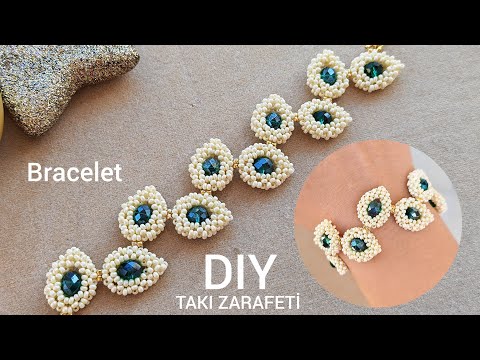 Kum boncuktan yapraklı bileklik yapımı. Seed beads Leaf bracelet. Jewelry Tutorials