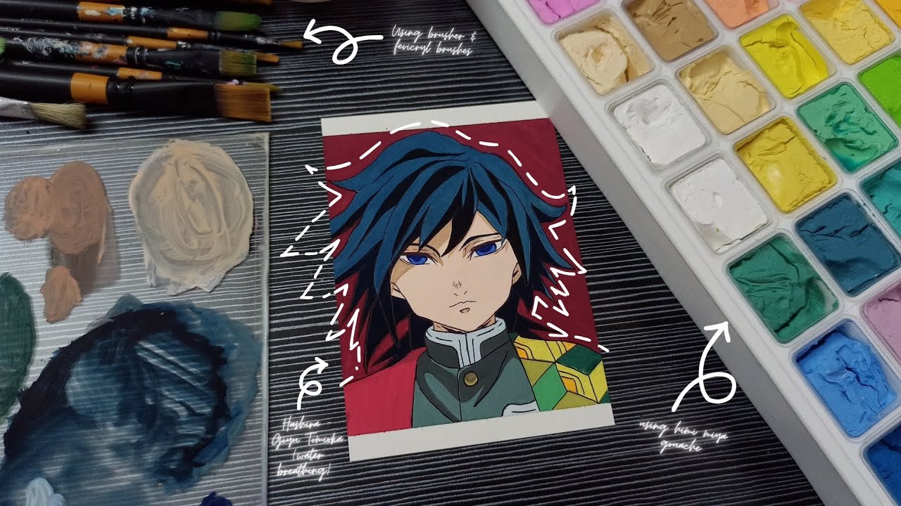 paint with me, painting Giyu Tomioka from Demon slayer anime🌊👺, using ...