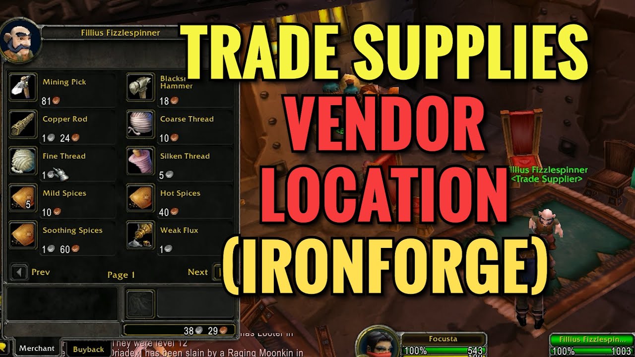 Ironforge Trade Supplies Vendor Location - WoW Classic - YouTube