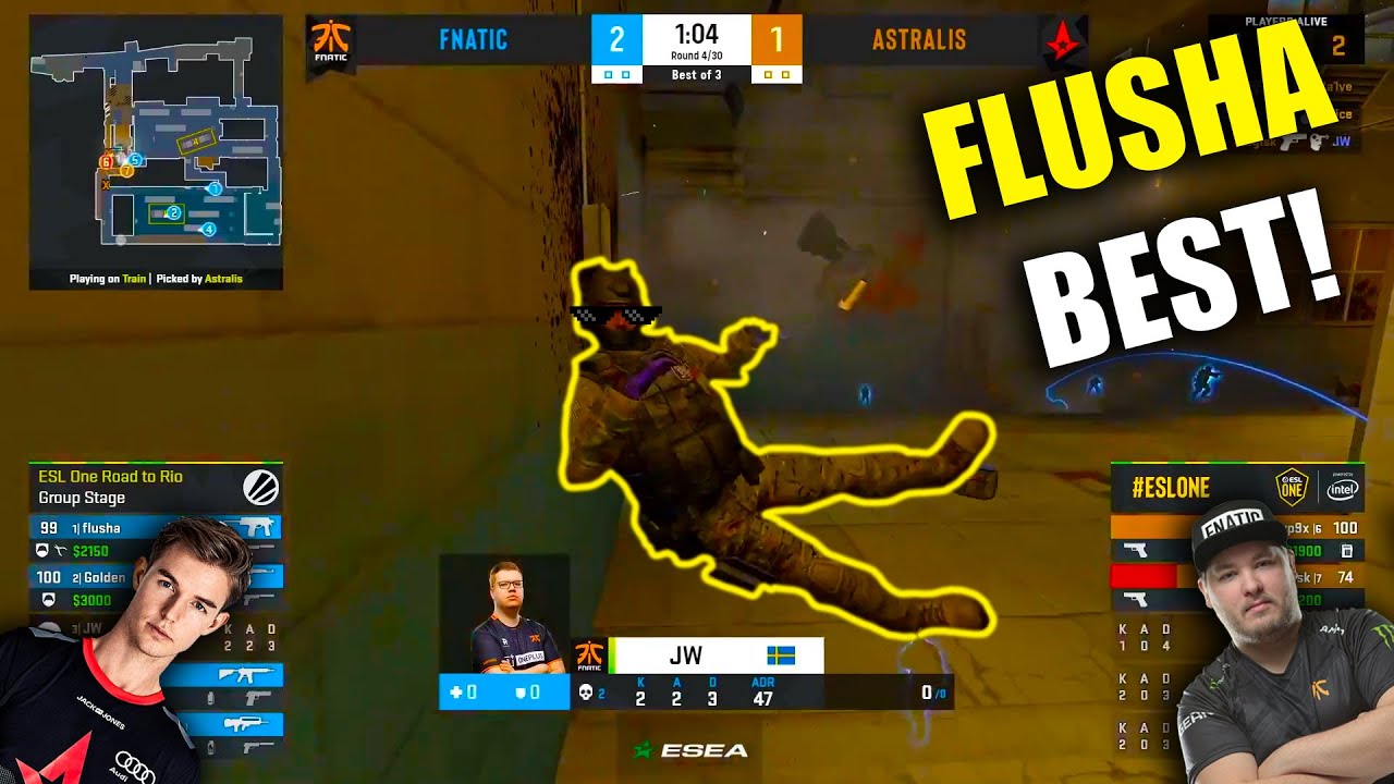 Flusha TOP Fnatic VS Astralis ESL ONE on TRAIN - YouTube