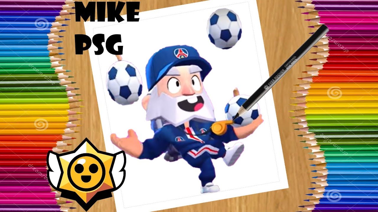 How to draw DINAMIKE SKIN MIKE PSG ⚽ easily | Brawl Stars \ comment ...
