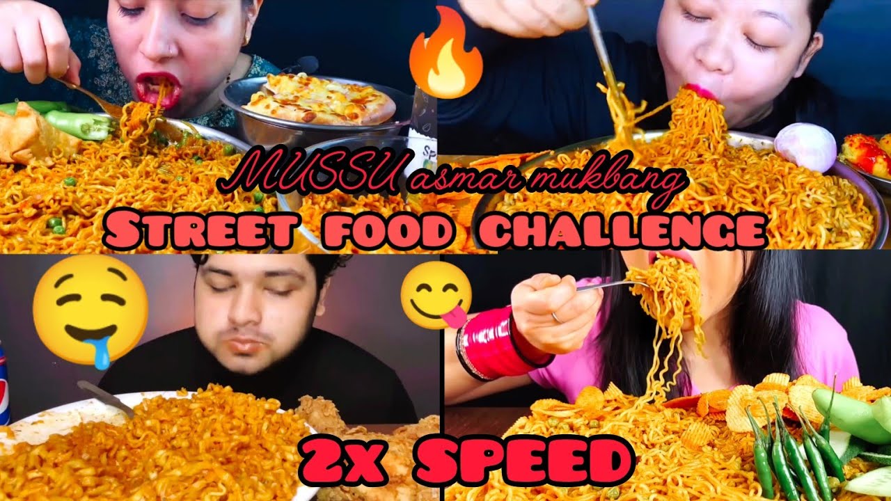 SPICY 🔥 NOODLES WITH CHICKEN FRY CRUNCHY | STREET FOOD CHALLENGE | BIG ...