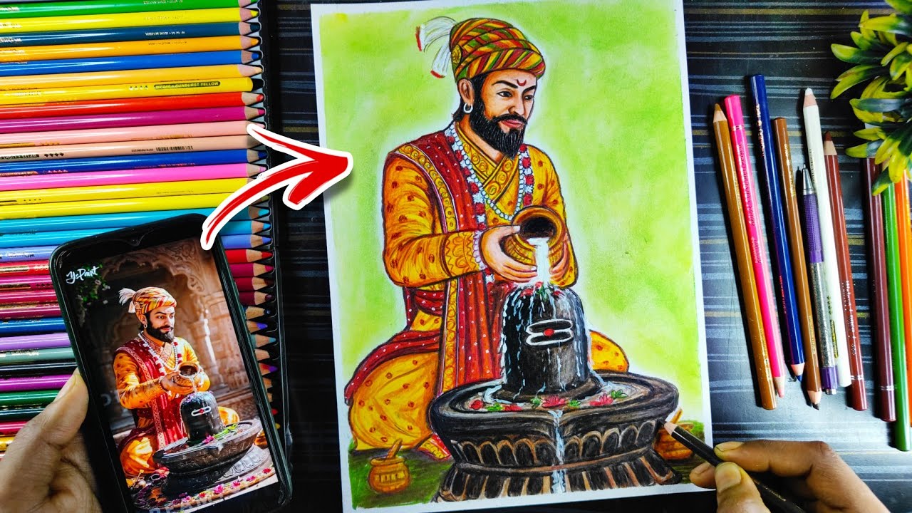 Chatrapati Shivaji Maharaj Drawing Colour, How To Draw Shivaji Maharaj ...