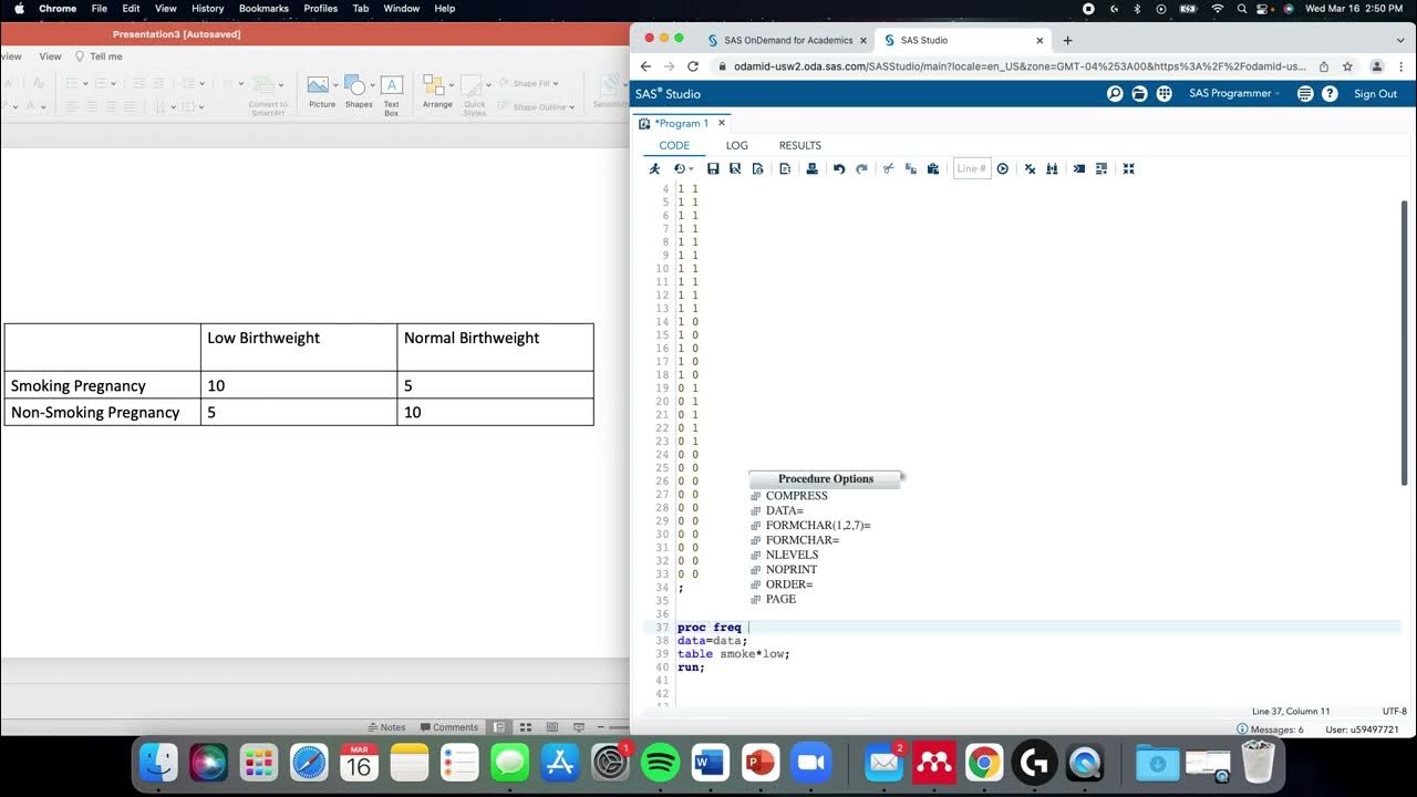Creating Contingency Tables in SAS (2X2 Tables) - YouTube