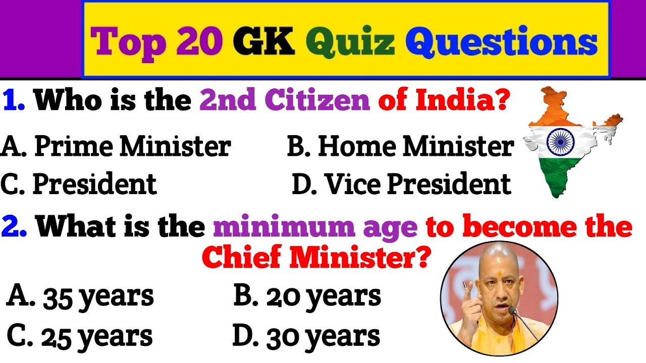 Top 20 GK Questions And Answers || GK In English || GK Quiz ...