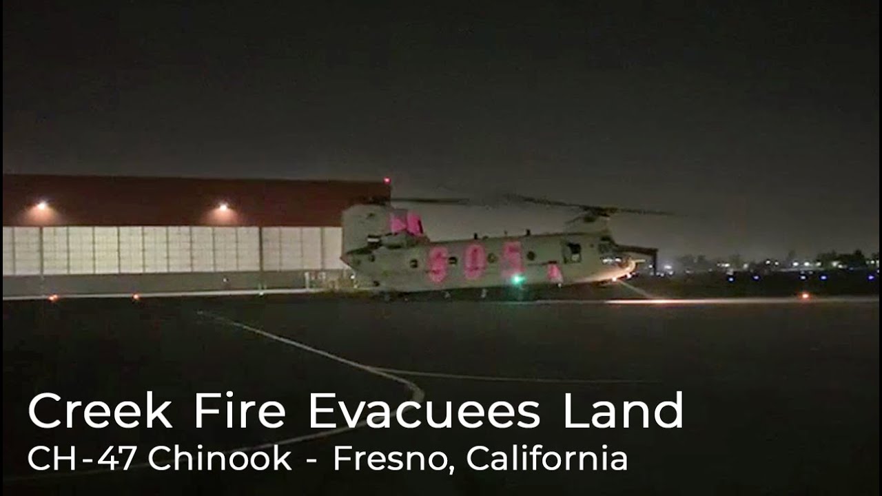 Creek Fire Evacuees Land in CH-47 Chinook Helicopter, California ...