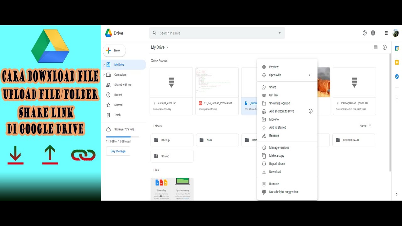 Cara upload dan berbagi file di google drive - YouTube
