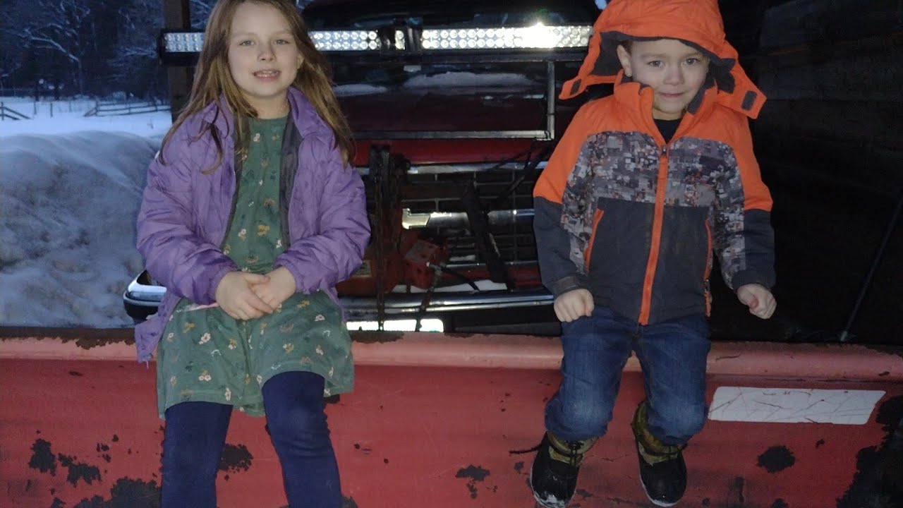 Snow Plowing with the kids - YouTube
