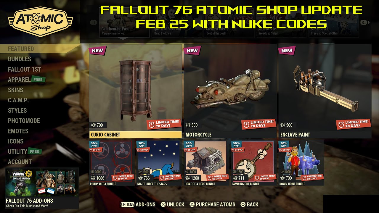 Fallout 76 Atomic Shop Update Feb 25 with Nuke Codes - YouTube