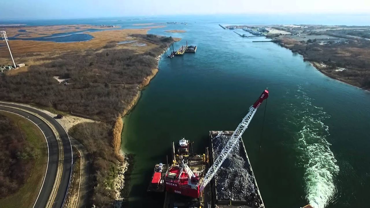 Captree Drawbridge Repair From Above - YouTube