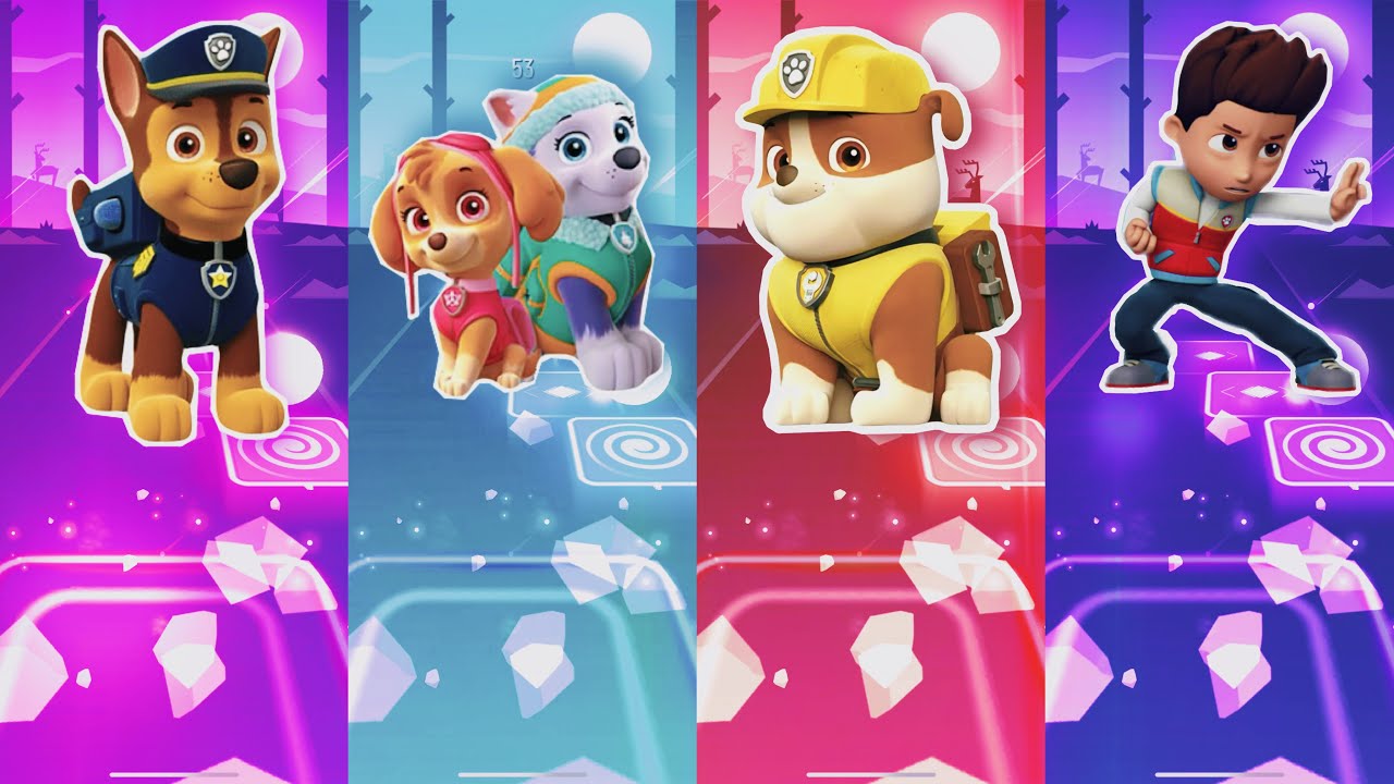Pow Patrol Team! Team - Rubble - Chase - Skye - Ryder! Tiles Hop EDM ...