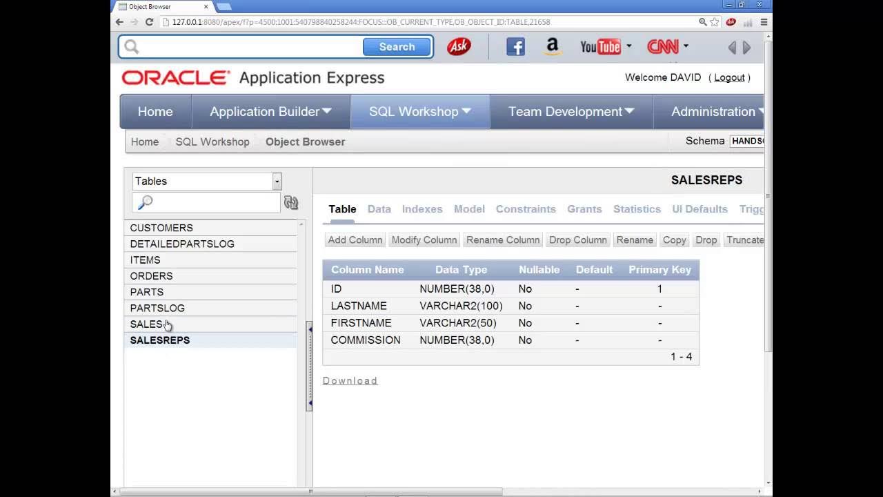 Introduction to Oracle: Application Express Table Creation - YouTube