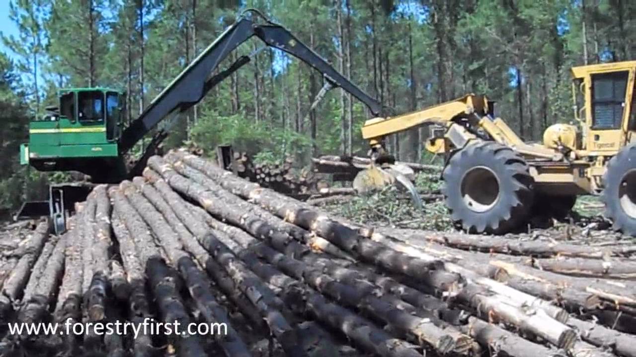 2007 John Deere 437C Knuckleboom Loader with CSI 264 Delimbe - YouTube