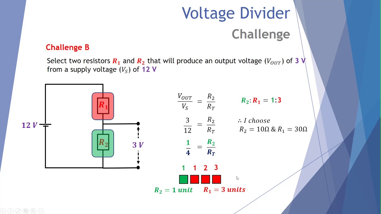 Voltage divider challenge solution - YouTube