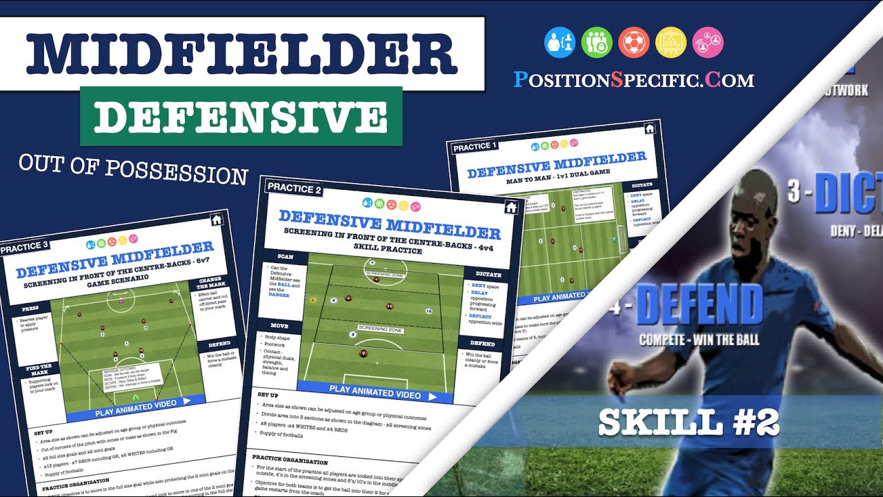 DEFENSIVE MIDFIELDER | SCREENING THE CENTRE-BACKS | SKILL 2 - YouTube