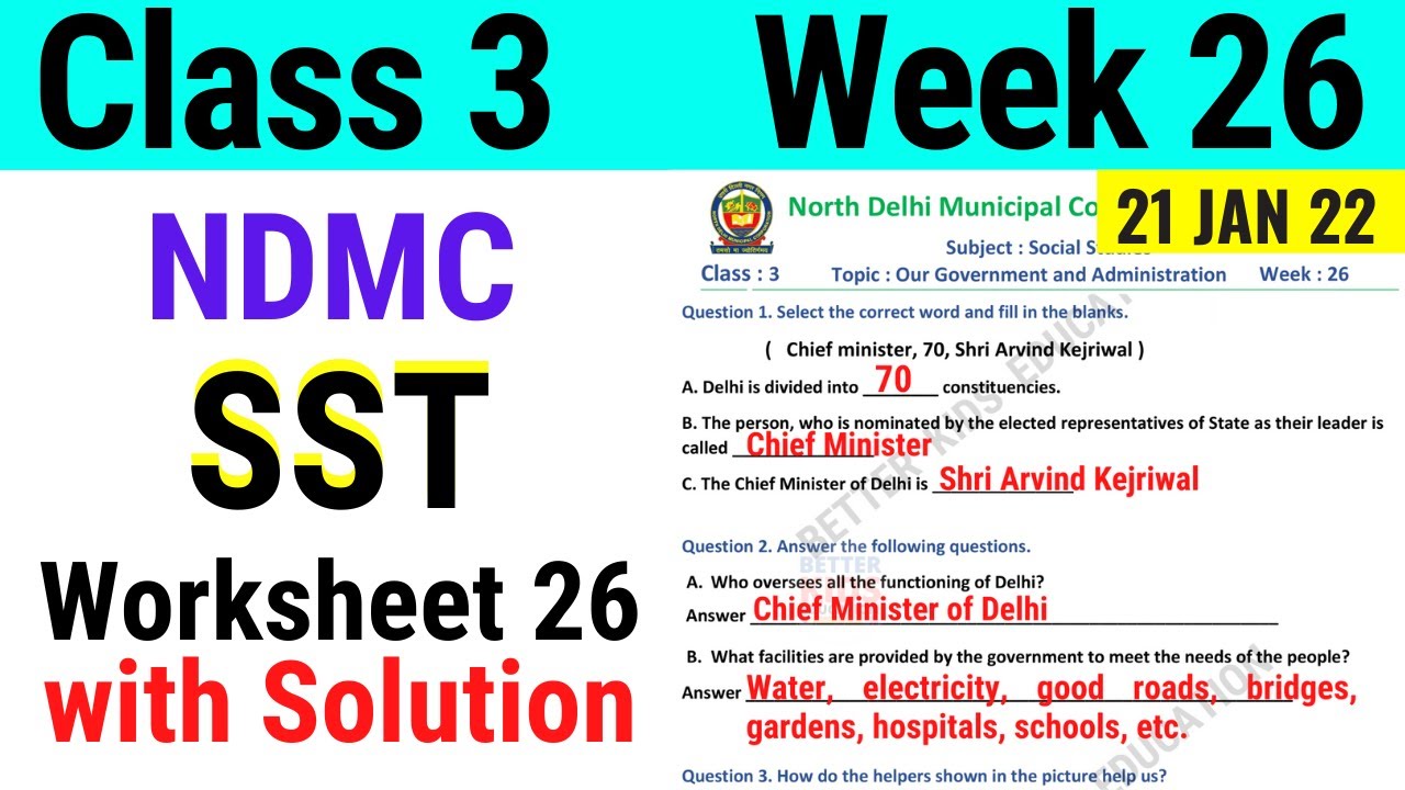 NDMC Class 3 SST Week 26 Worksheet 26 (21/1/22) | worksheet 26 Class ...