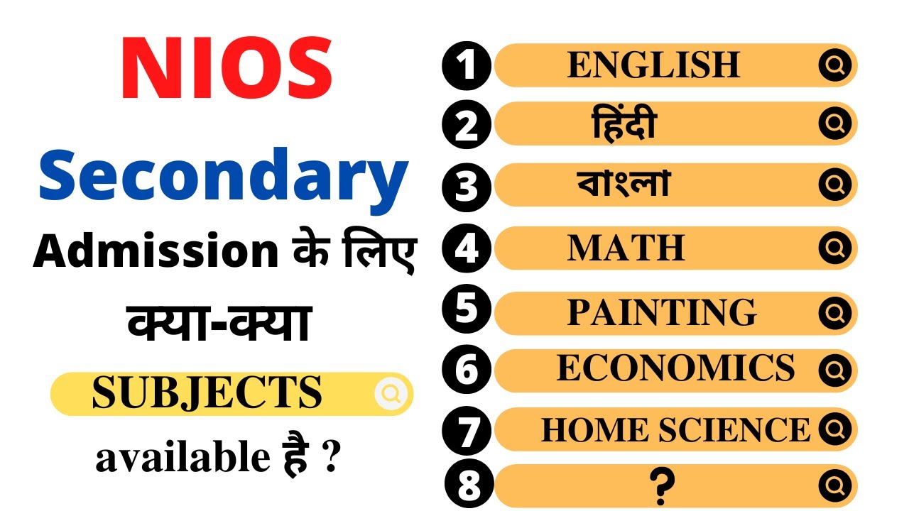NIOS Subjects For 10th Class 2023-24 | NIOS Secondary Subjects - YouTube