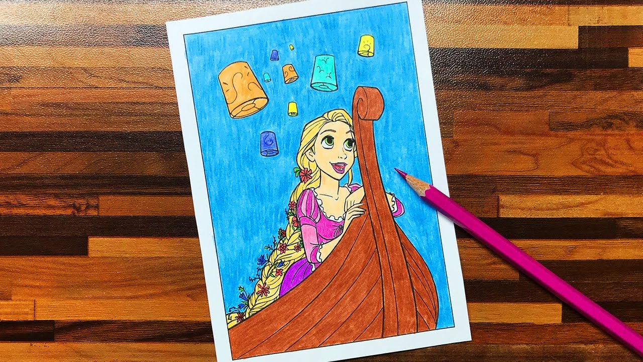 Cute Drawing of Disney Princess Rapunzel from Tangled - YouTube