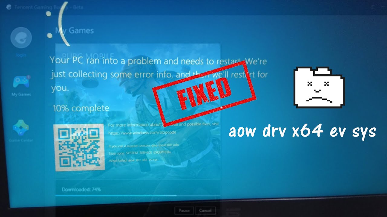 Easy fix the BSOD aow drv x64 ev sys | Gameloop Tencent Gaming Buddy - YouTube