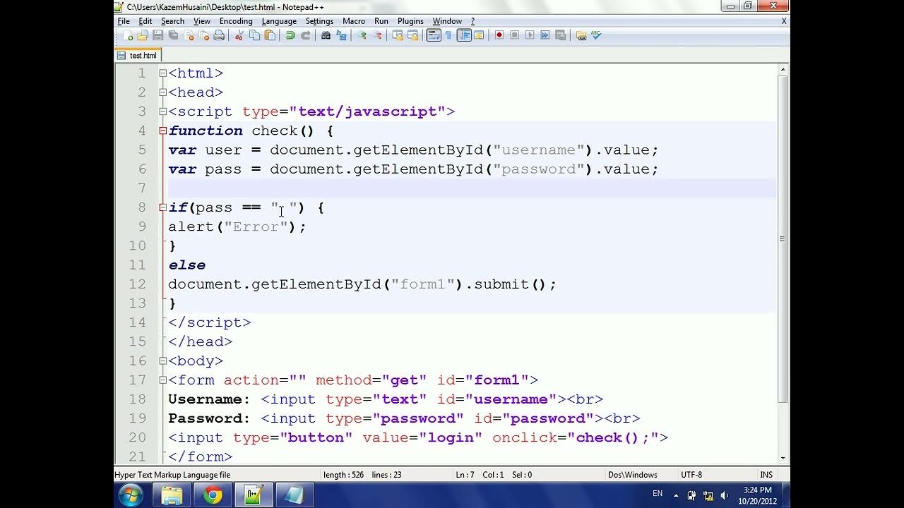 Lesson 7 JavaScript Toturials 2012 Kazim Hussaini ##Subscribe## آموزش جاوااسکریپ با استاد کاظم ...
