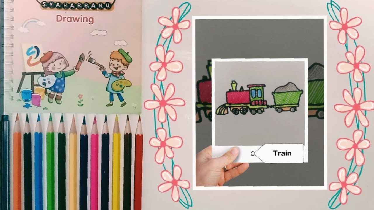 TRAIN | how to draw a simple train | menggambar kereta api yang ...