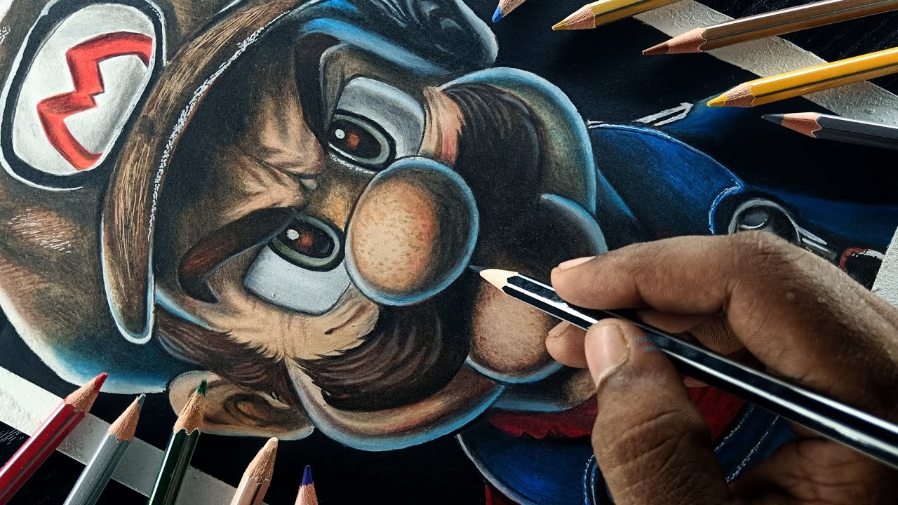 How to draw realistic Super Mario - YouTube