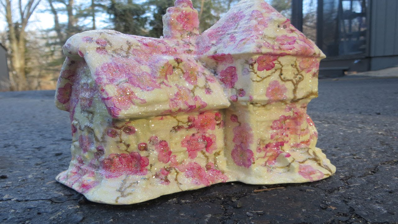 How to Decoupage & Redesign a Village house - YouTube