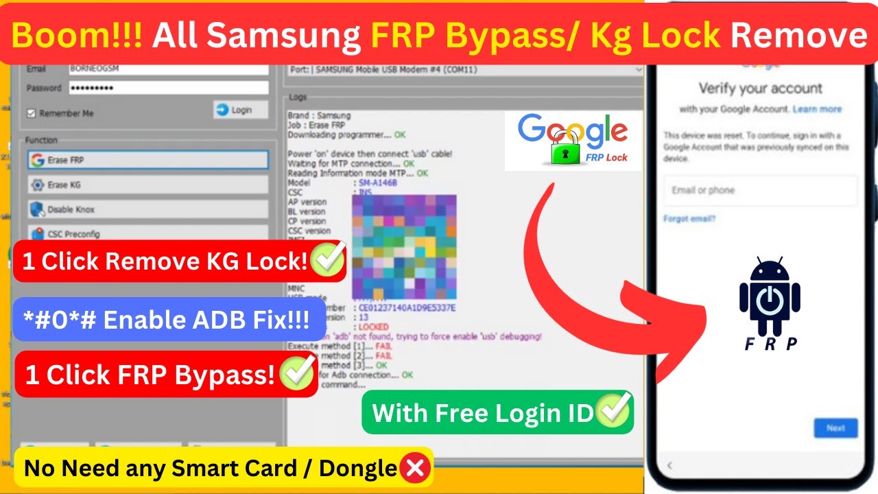 Boom!!! All Samsung KG Lock Remove FRP Bypass New Unlock Tool 🔥, ADB ...