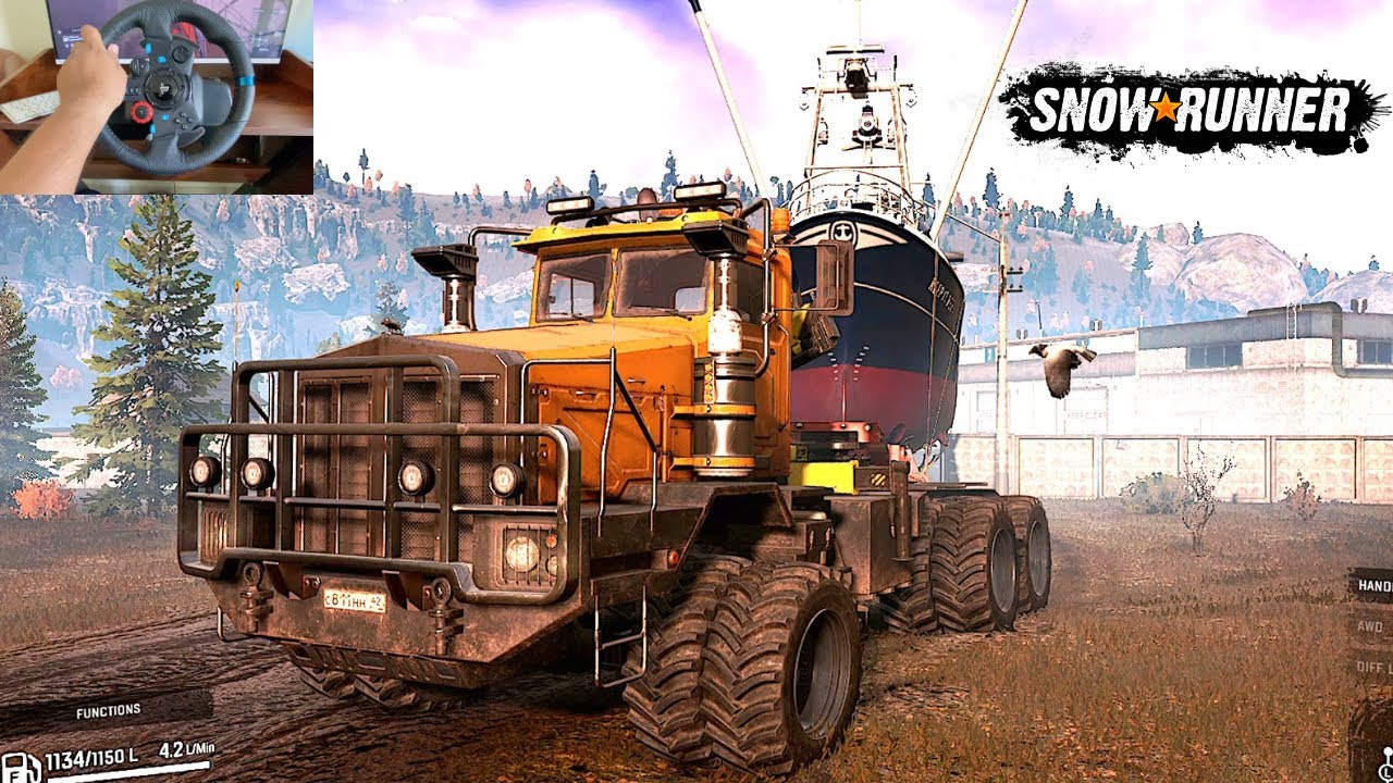 Hauling Huge Ship with Boar 45318 - Snowrunner #alphagamers - YouTube