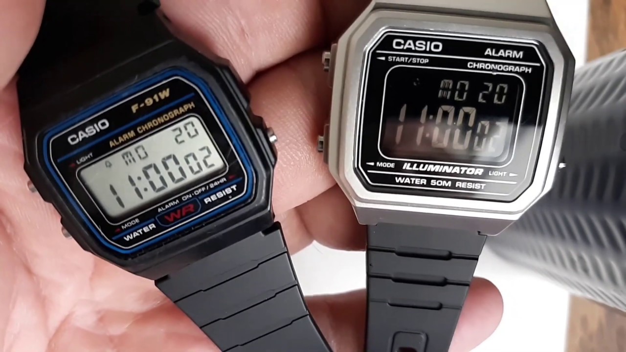 Casio F-91W vs Casio W-217H - YouTube