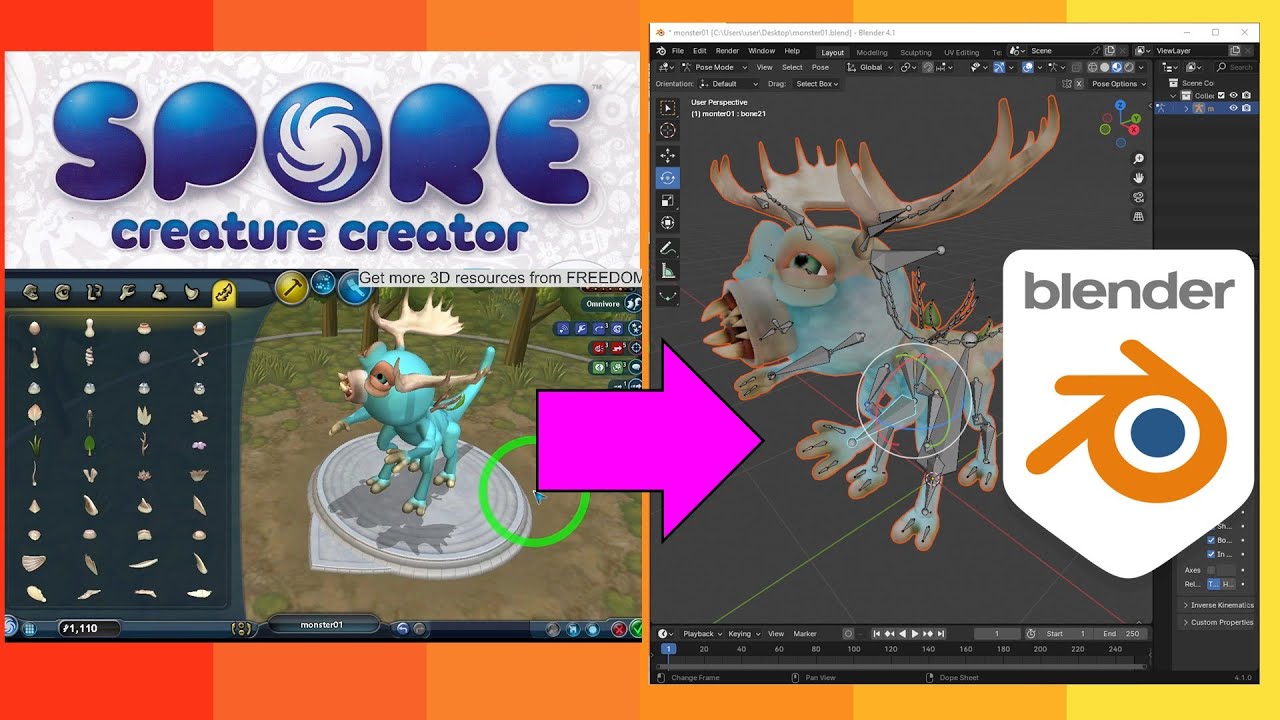Creature Creator to Blender 4.1 Tutorial | Animal | Monster | Bird ...