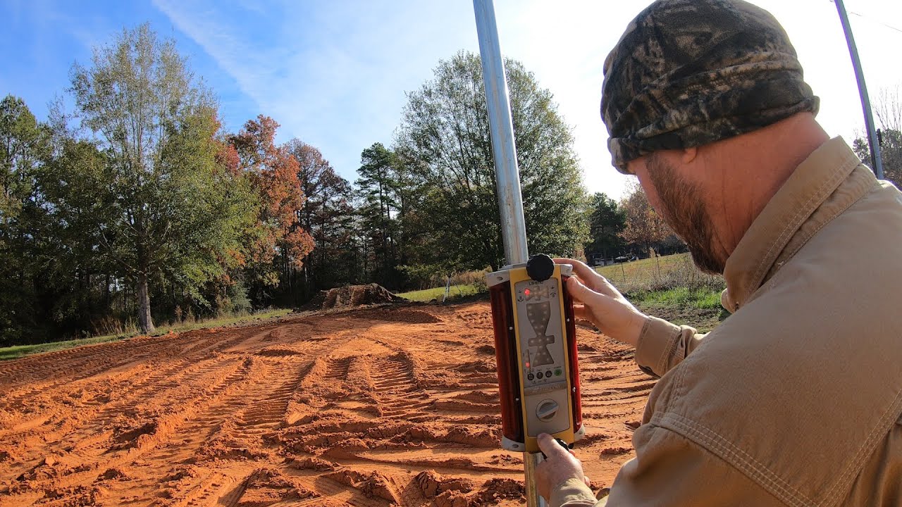 Finishing Up Shop Pad With TopCon LS B110 - YouTube