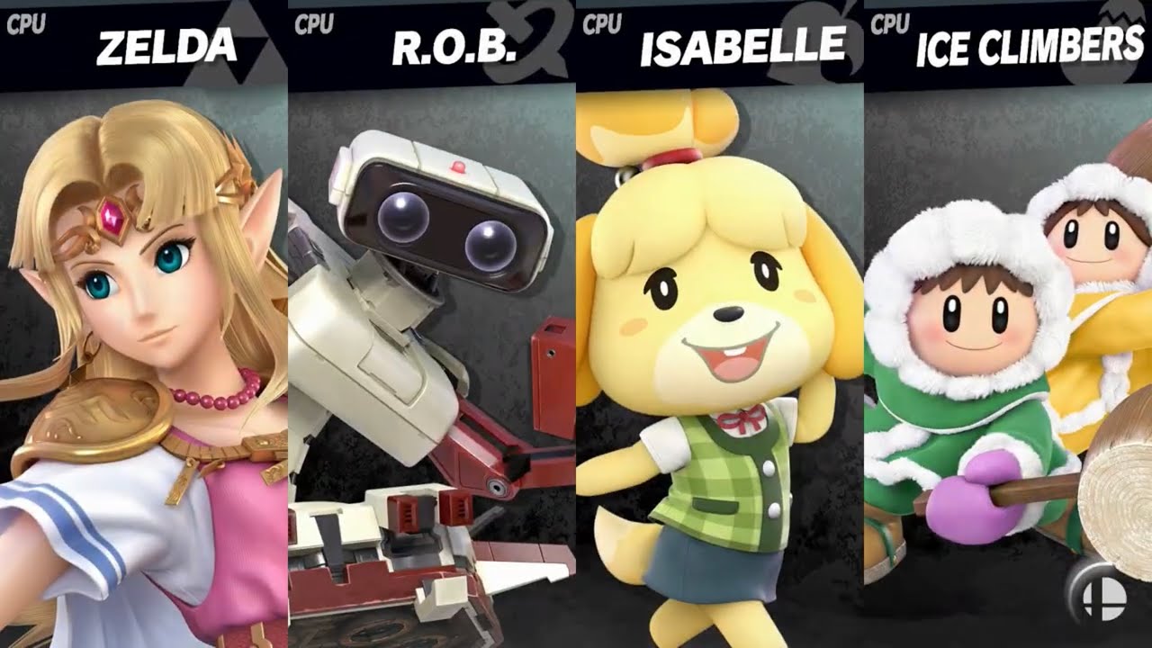 Super Smash Bros. Ultimate - Zelda vs R.O.B. vs Isabelle vs Ice ...