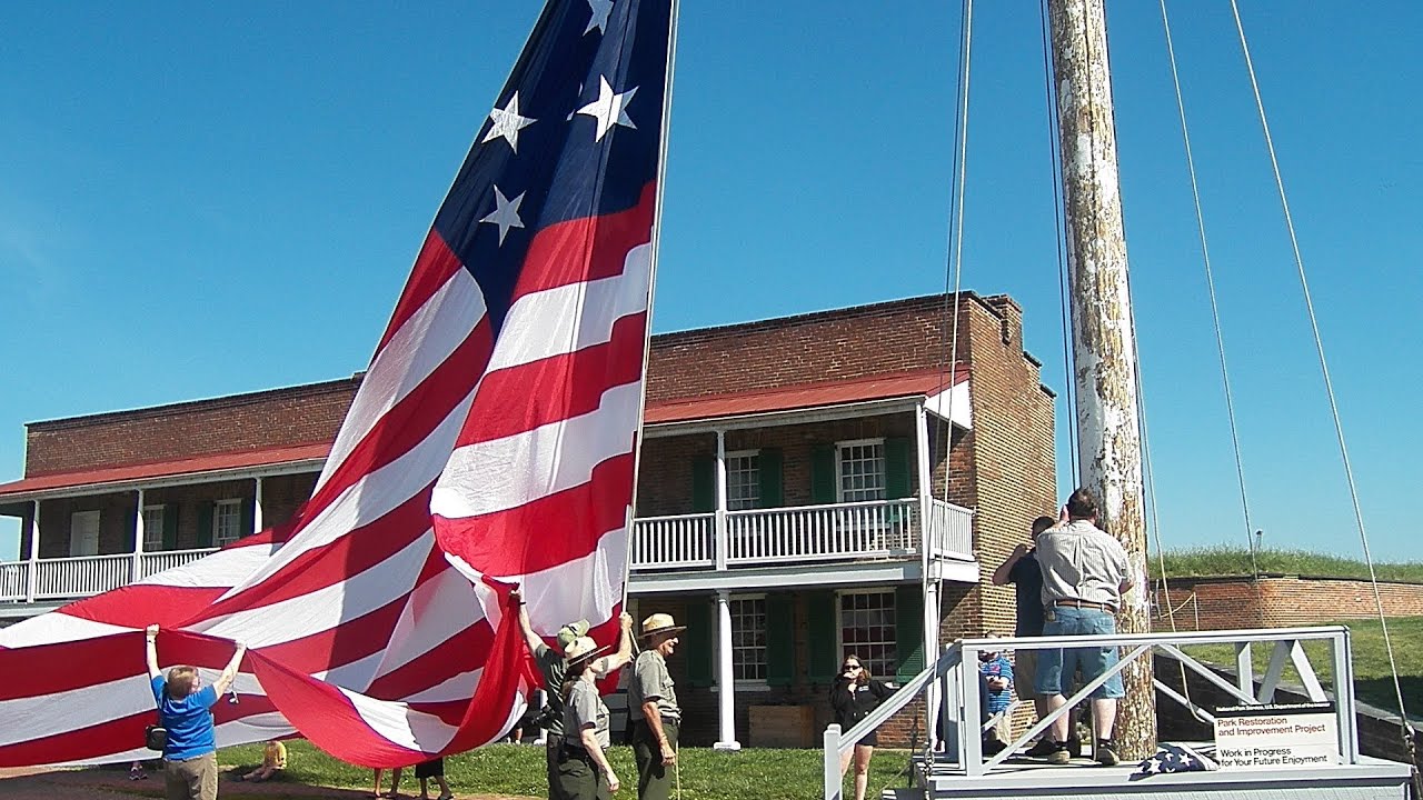 Raising "The Star Spangled Banner" - with commentary by the park ranger ...