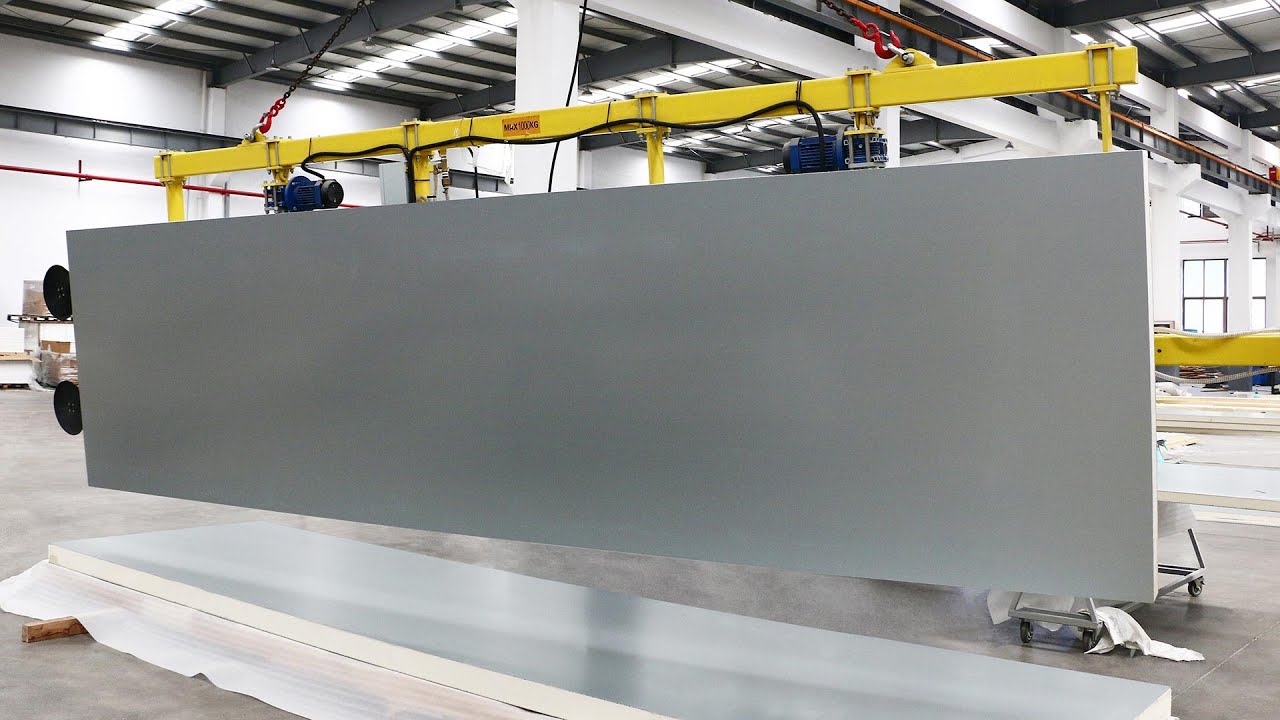 Steel Skin PU Foam Core Sandwich Panels for Buildings - YouTube