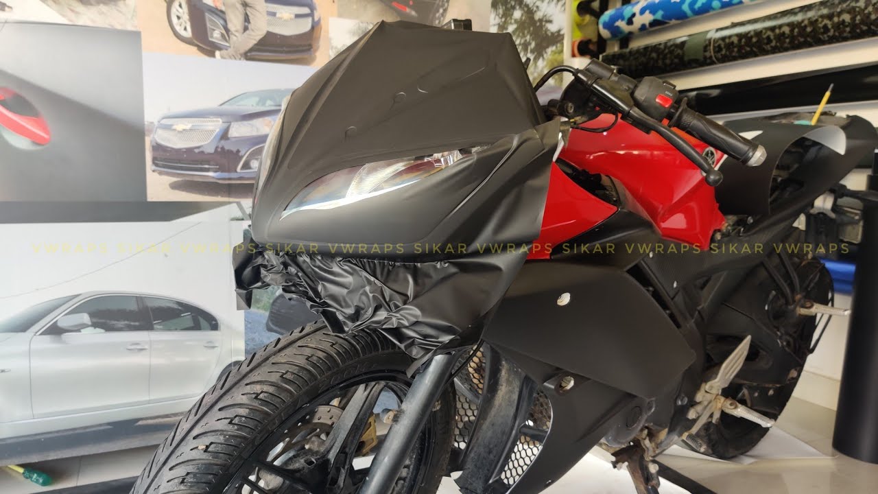 Yamaha R15 Vinyl Wrapping Black Matt | R15 Modification Black Panther ...