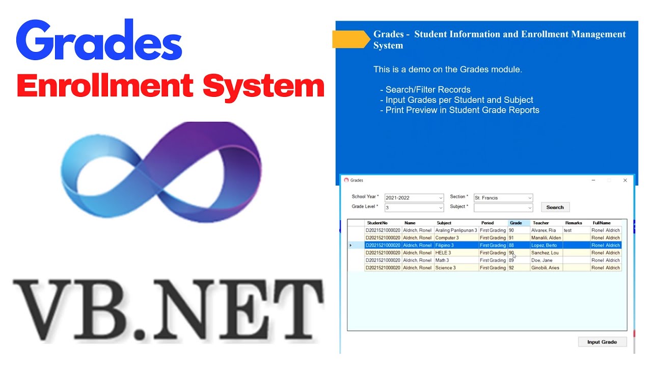Grades Enrollment System Vb Forms Ezetsoftware Sems Youtube