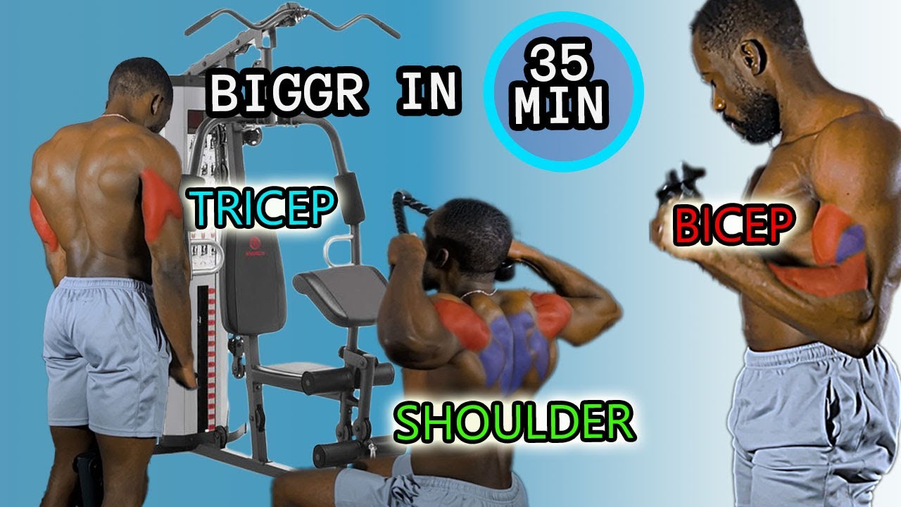 35 MIN BICEP TRICEPS & SHOULDERS WORKOUT | Multi Gym | Stack Gym - YouTube