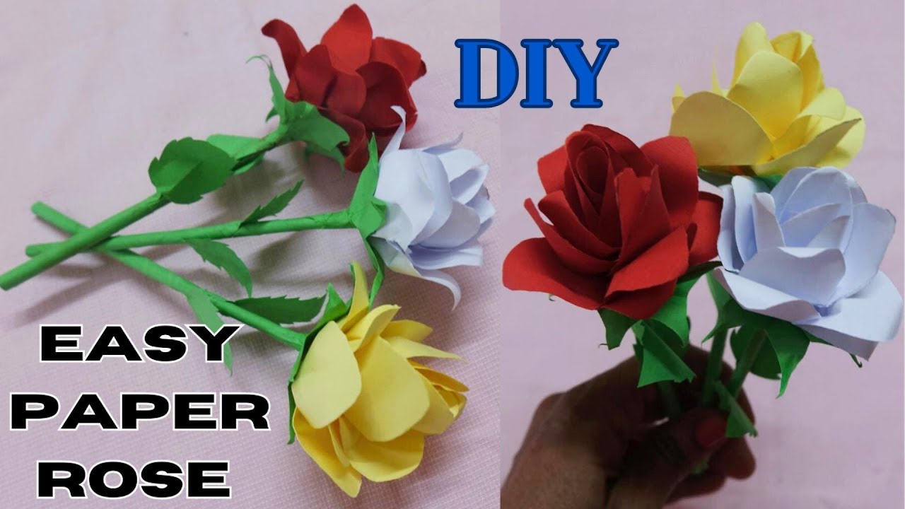 How To make An Easy & Beautiful Paper Rose ! Paper Rose Tutorial ~ DIY ...