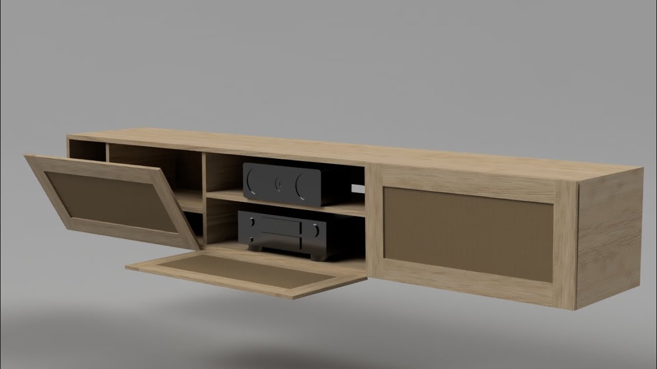 Building a floating media console from solid ash - YouTube