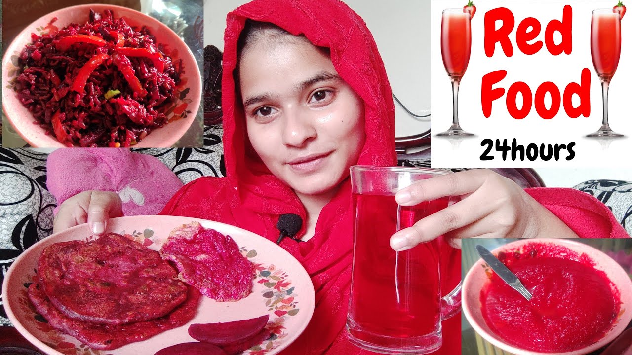 I Only ate RED FOOD for 24hours ️ || ️ Red Food Challenge ️ || Sadiya ...