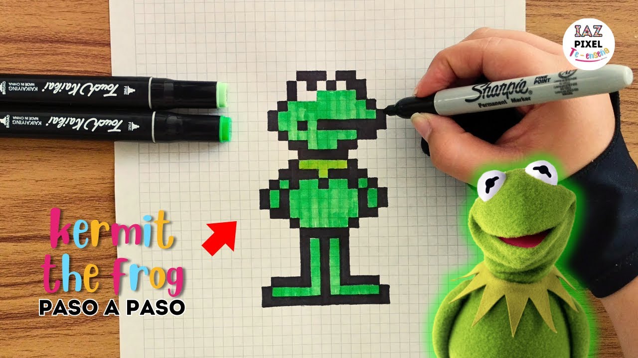 Como pintar a KERMIT the frog en PIXEL ART – Tutorial paso a paso # ...