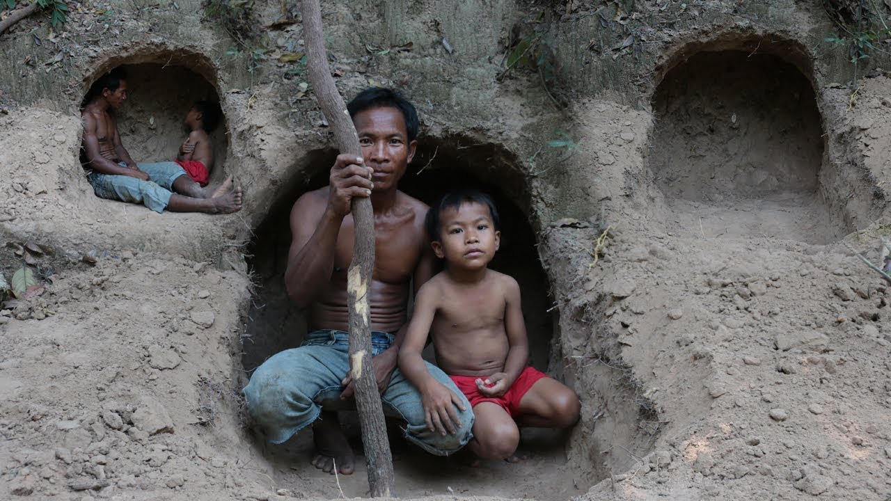Primitive Tool: Build Underground House | Wilderness Survival Skills ...