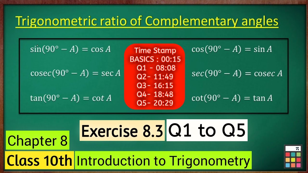 Ex. 8.3 || Trigonometric Ratio of Complementary Angles || BASICS ...