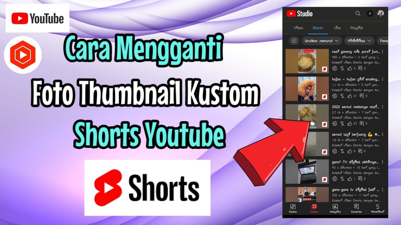 cara ganti thumbnail video shorts youtube || cara ganti thumbnail ...