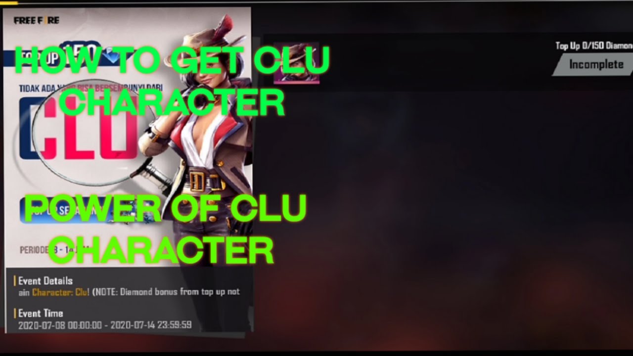 HOW TO GET CLU CHARACTER FOR FREE //FREE FIRE NEW CHARACTER CLU FULL ...