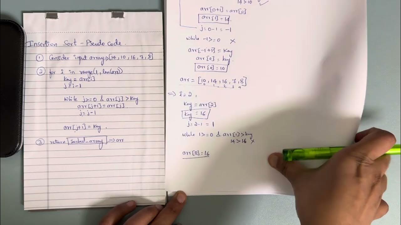 Insertion sort algorithm- detailed explanation with an example - YouTube