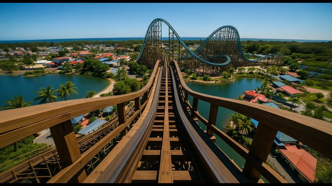 LEVIATHAN ROLLER COASTER FORWARD BACKWARD POV Sea World Gold Coast ...